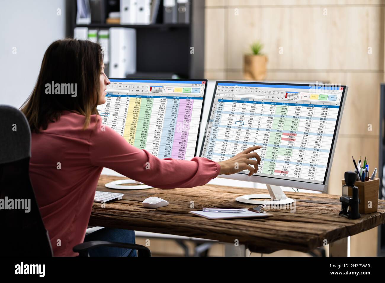 Business Data Audit Spreadsheet On Analyst Computer Stock Photo - Alamy