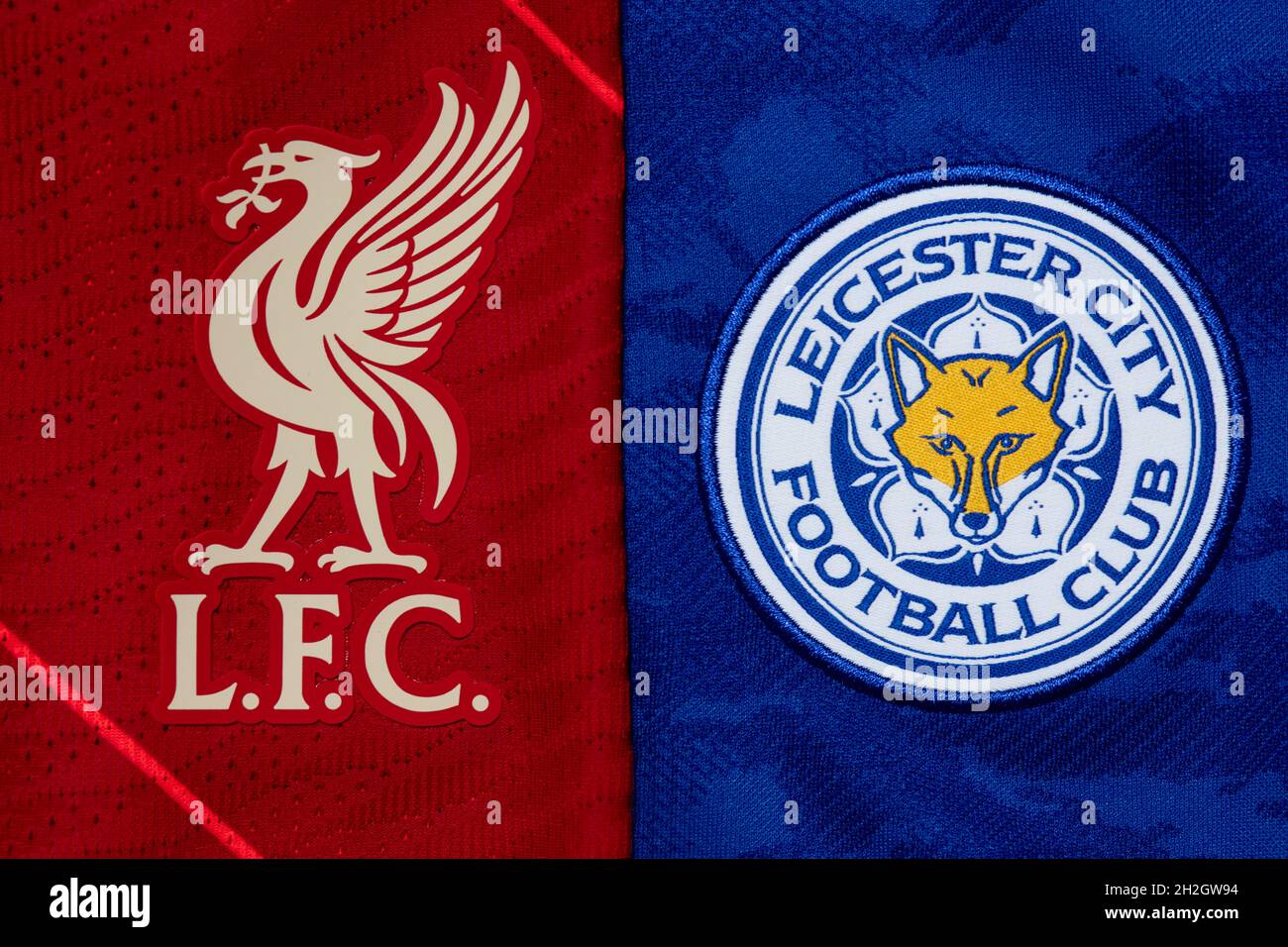 Close up of Liverpool & Leicester club crest Stock Photo - Alamy