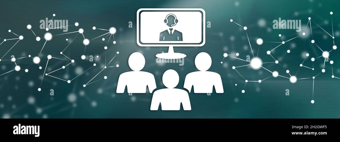 Illustration of a video conference concept Stock Photo - Alamy