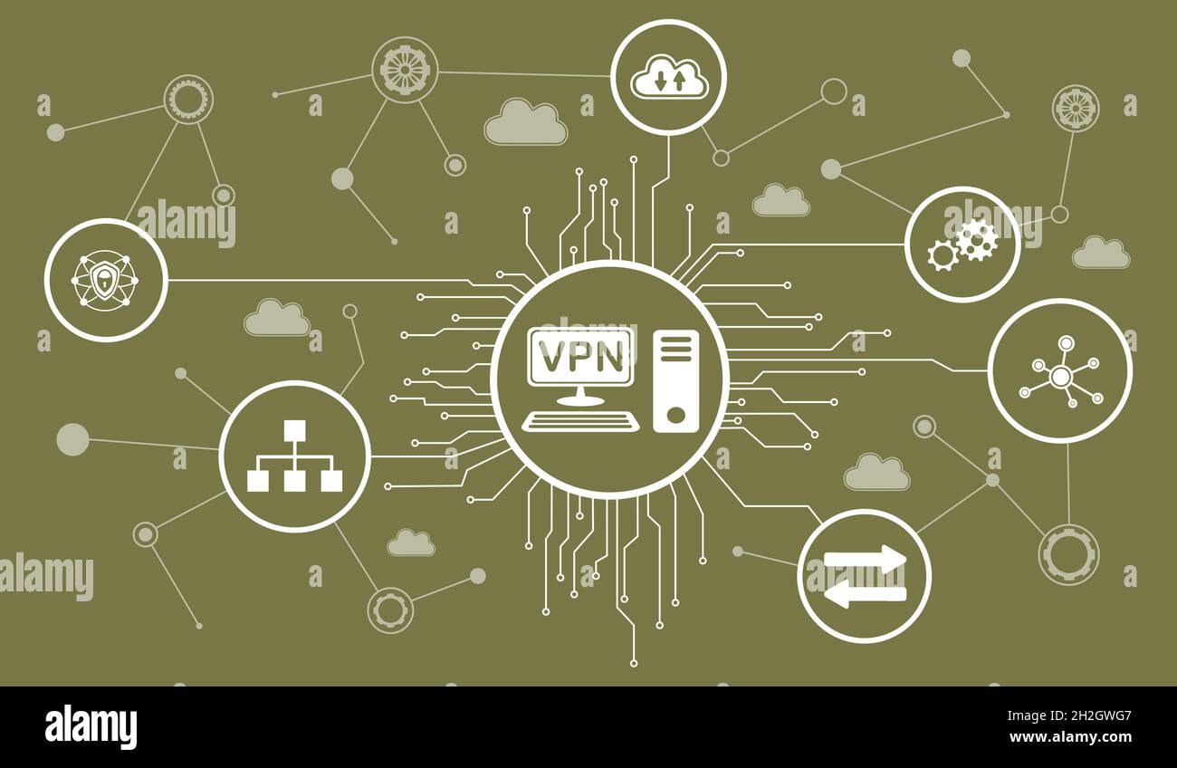 Concept of vpn with connected icons Stock Photo - Alamy