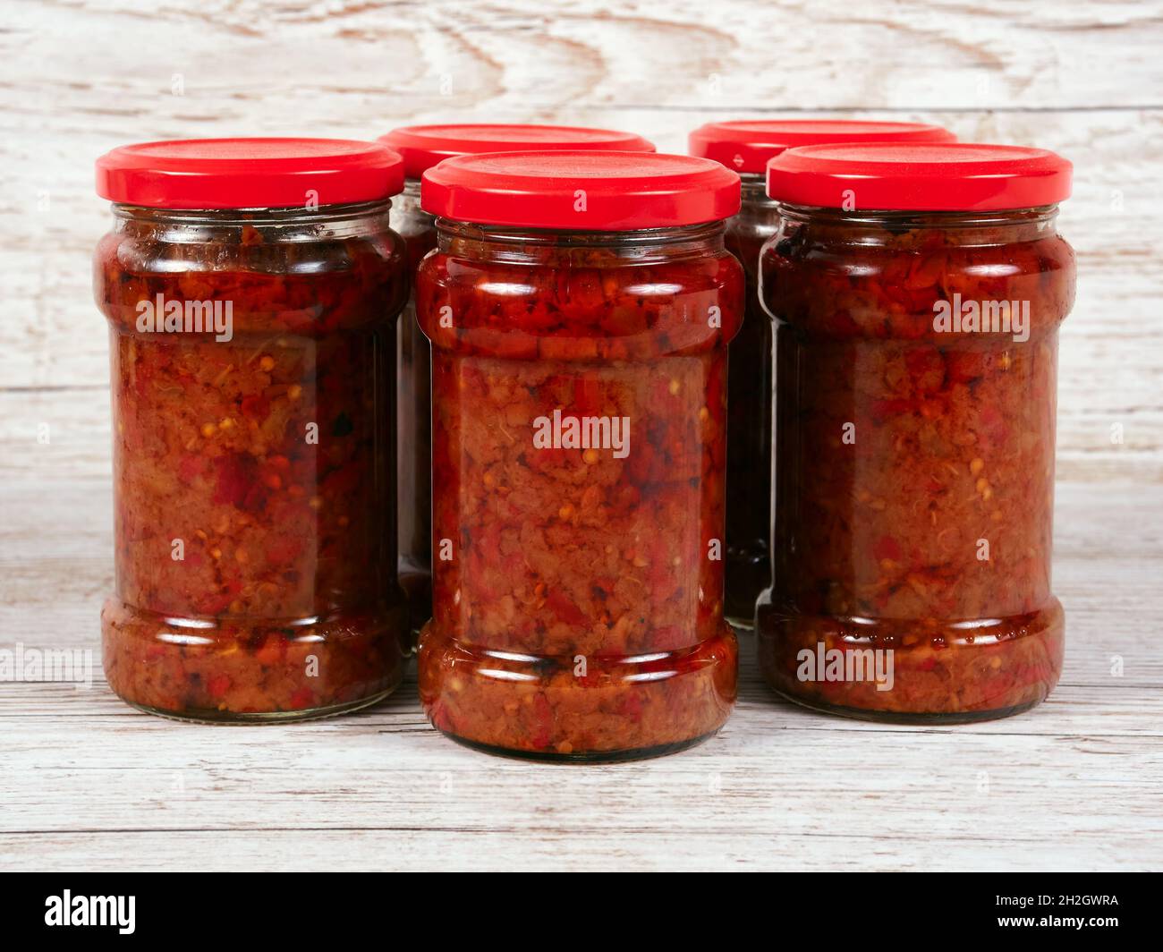 Jars of zacusca, a popular Romanian appetizer Stock Photo - Alamy