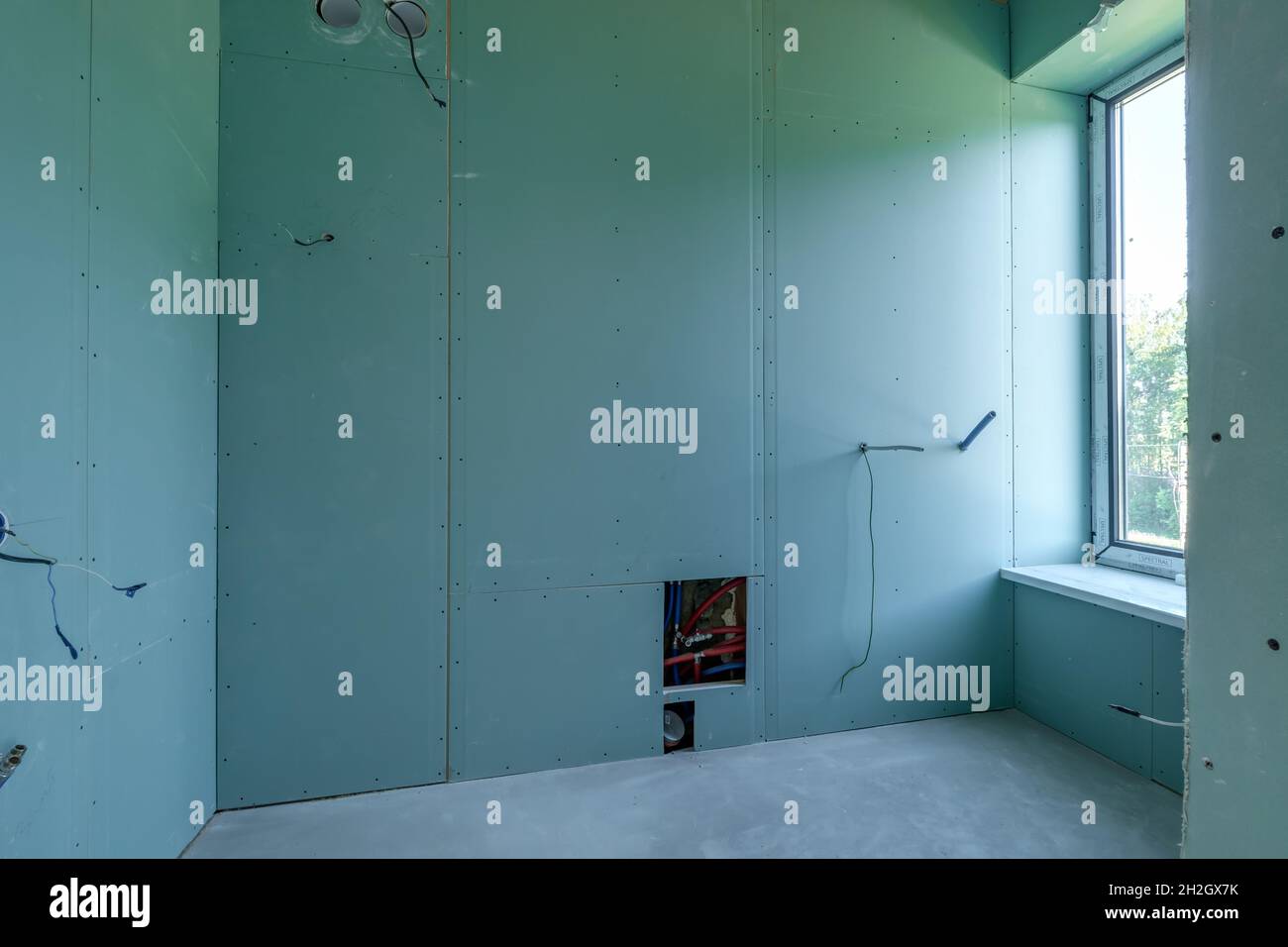 empty white room with repair and without furniture. room for office or ...