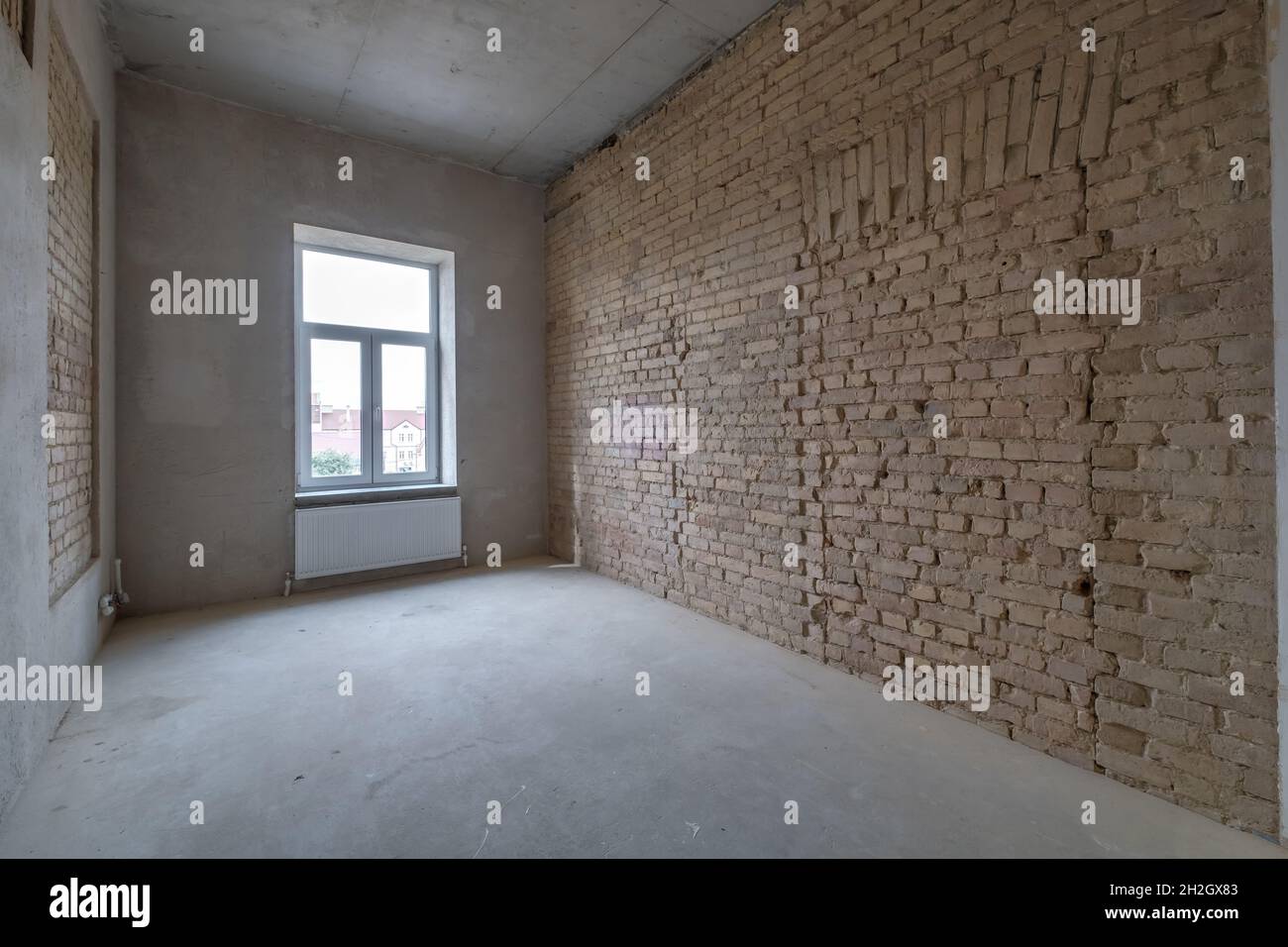 empty white room with repair and without furniture. room for office or ...