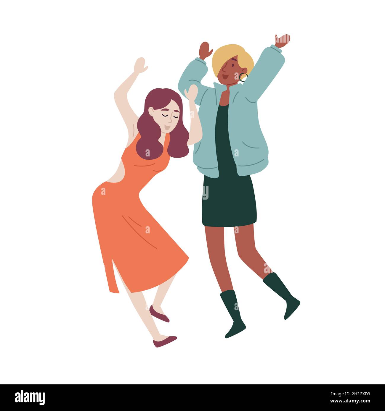 Female friends dancing Students party holiday vacation Stock Vector ...