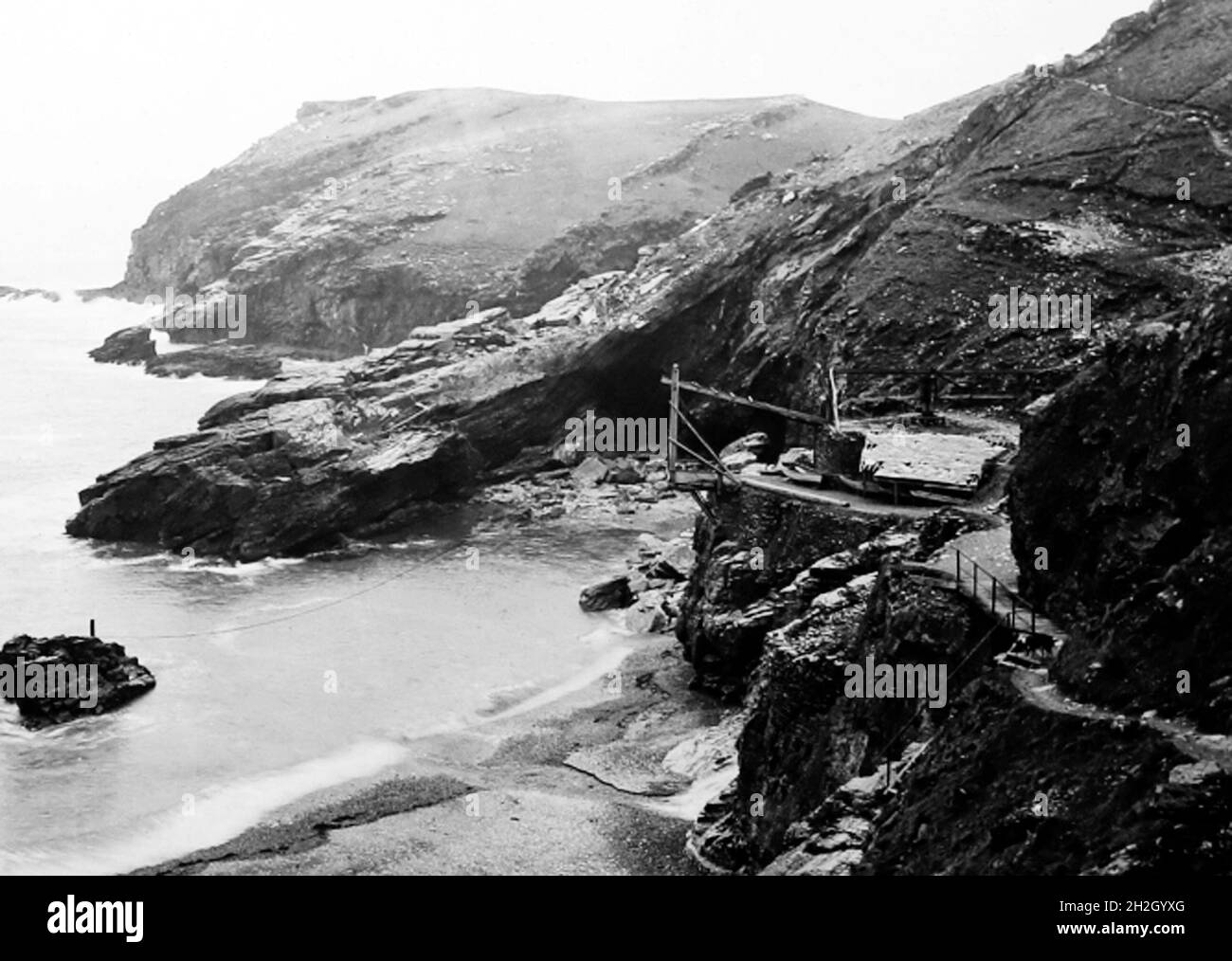 Tintagel Quay, Cornwall, Victorian period Stock Photo - Alamy