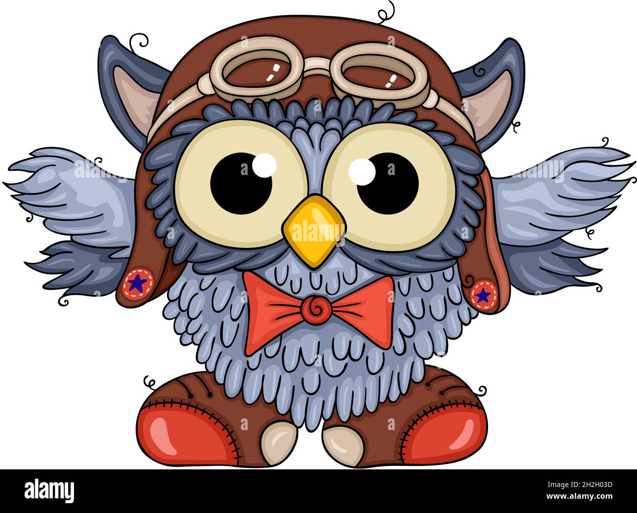Funny aviator owl with pilot hat Stock Photo - Alamy
