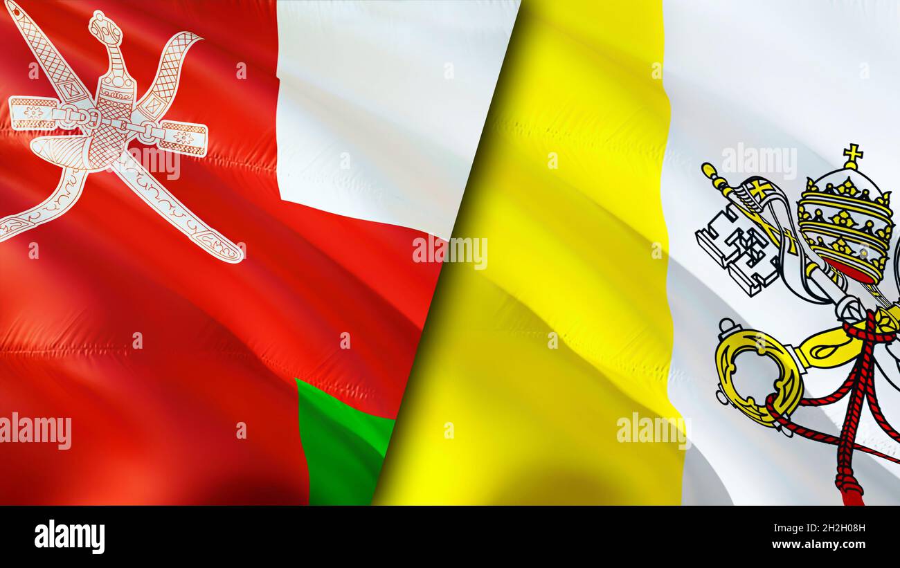 Oman and Vatican flags. 3D Waving flag design. Vatican Oman flag ...