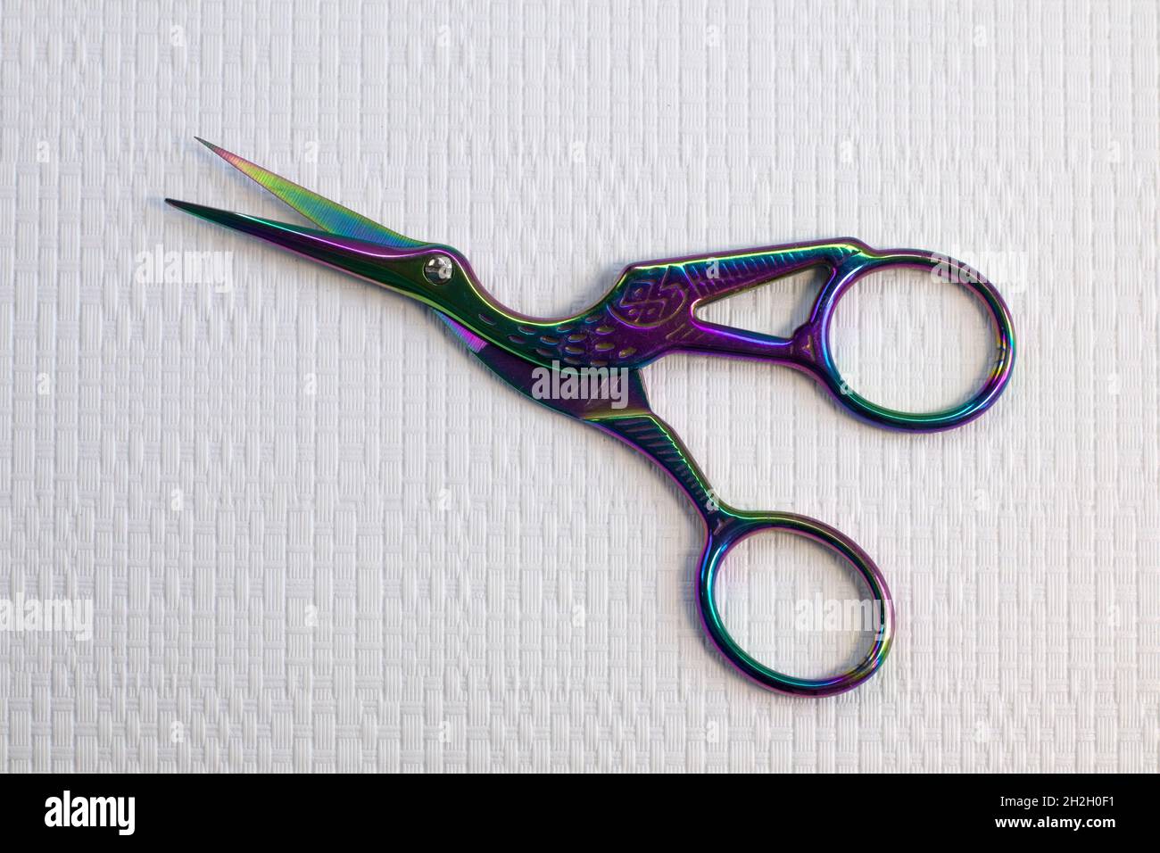 Holographic rainbow heron scissors for needlework with curly handles in ...