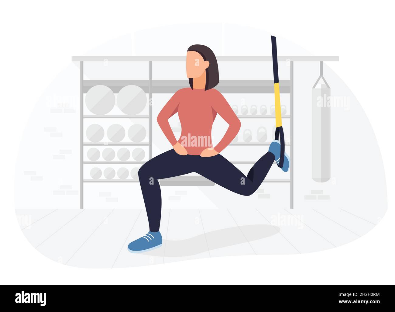 Fit woman working out on trx doing bodyweight exercises. Fitness ...