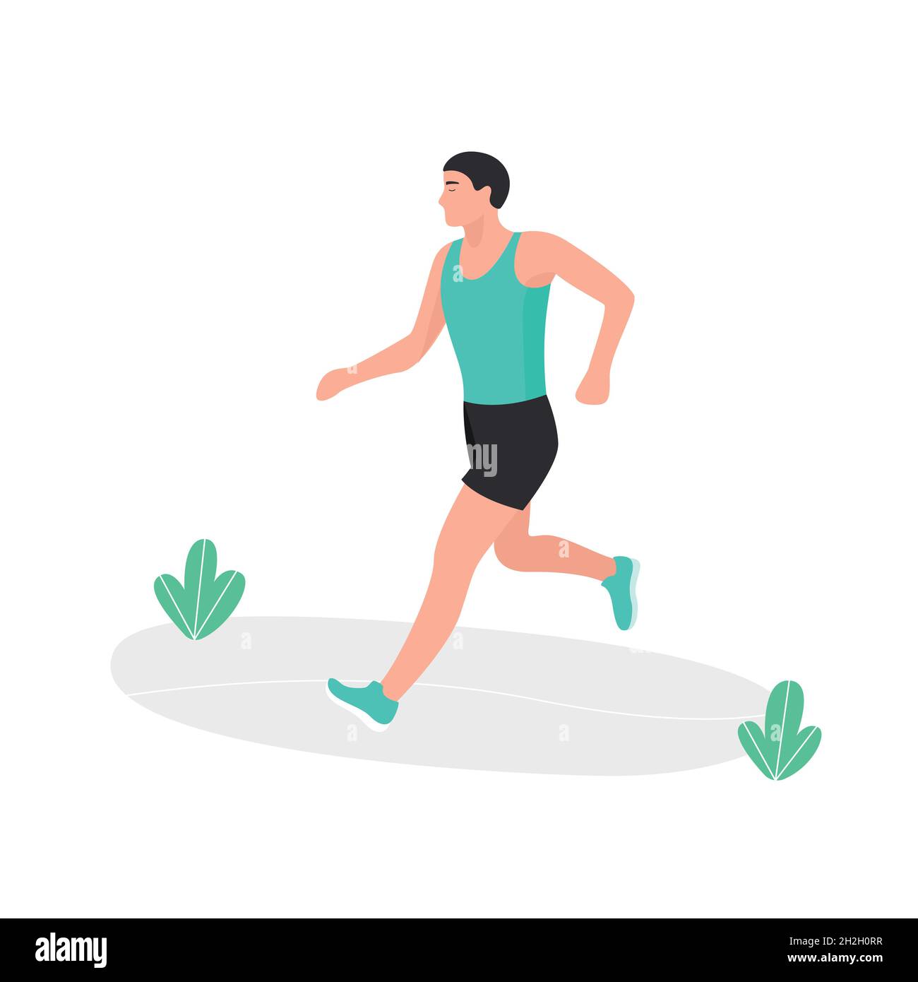 Young man jogging. Marathon racer running. Athlete runner Stock Vector ...