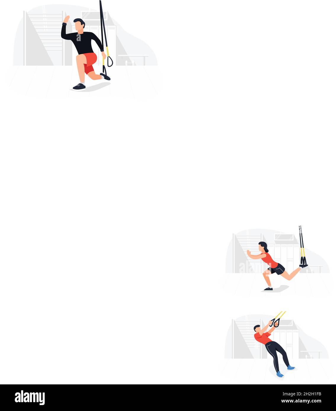 Fit man working out on trx doing bodyweight exercises. Fitness strength ...