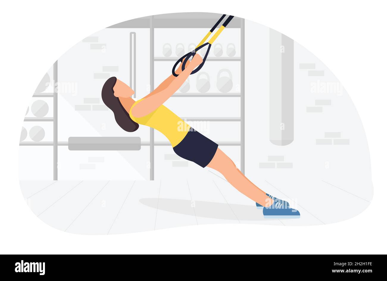 Fit woman working out on trx doing bodyweight exercises. Fitness ...