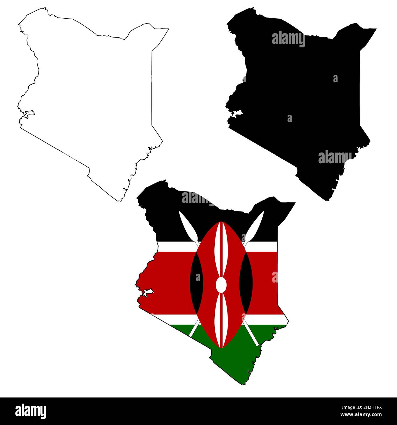 Maps of Kenya on white background. Kenya map sign. outline map of Kenya ...