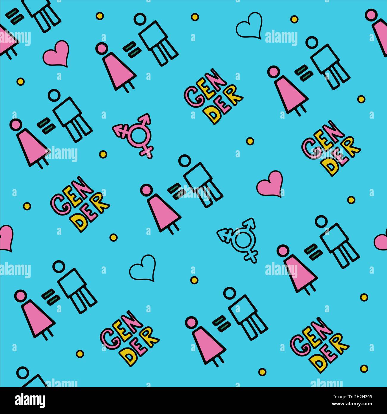 Seamless pattern doodle signs of feminism, women s rights. Grunge hand ...