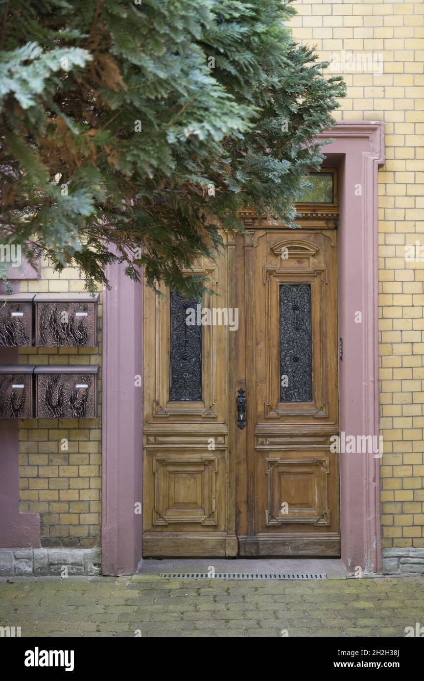 outdoor front door of a german house Stock Photo - Alamy