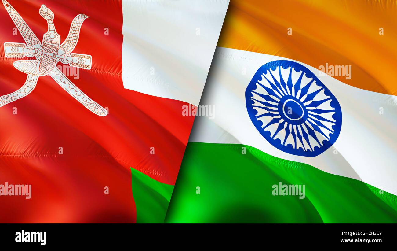 Oman and India flags. 3D Waving flag design. India Oman flag, picture ...