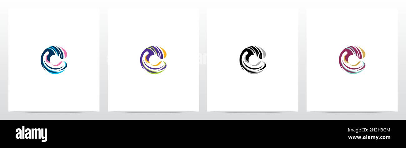 Twist And Swirl Letter Logo Design C Stock Vector Image & Art - Alamy