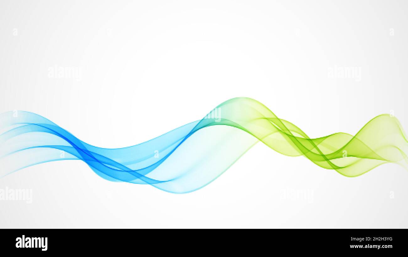 Vector abstract flow of colored transparent waves.Blue and green wavy ...