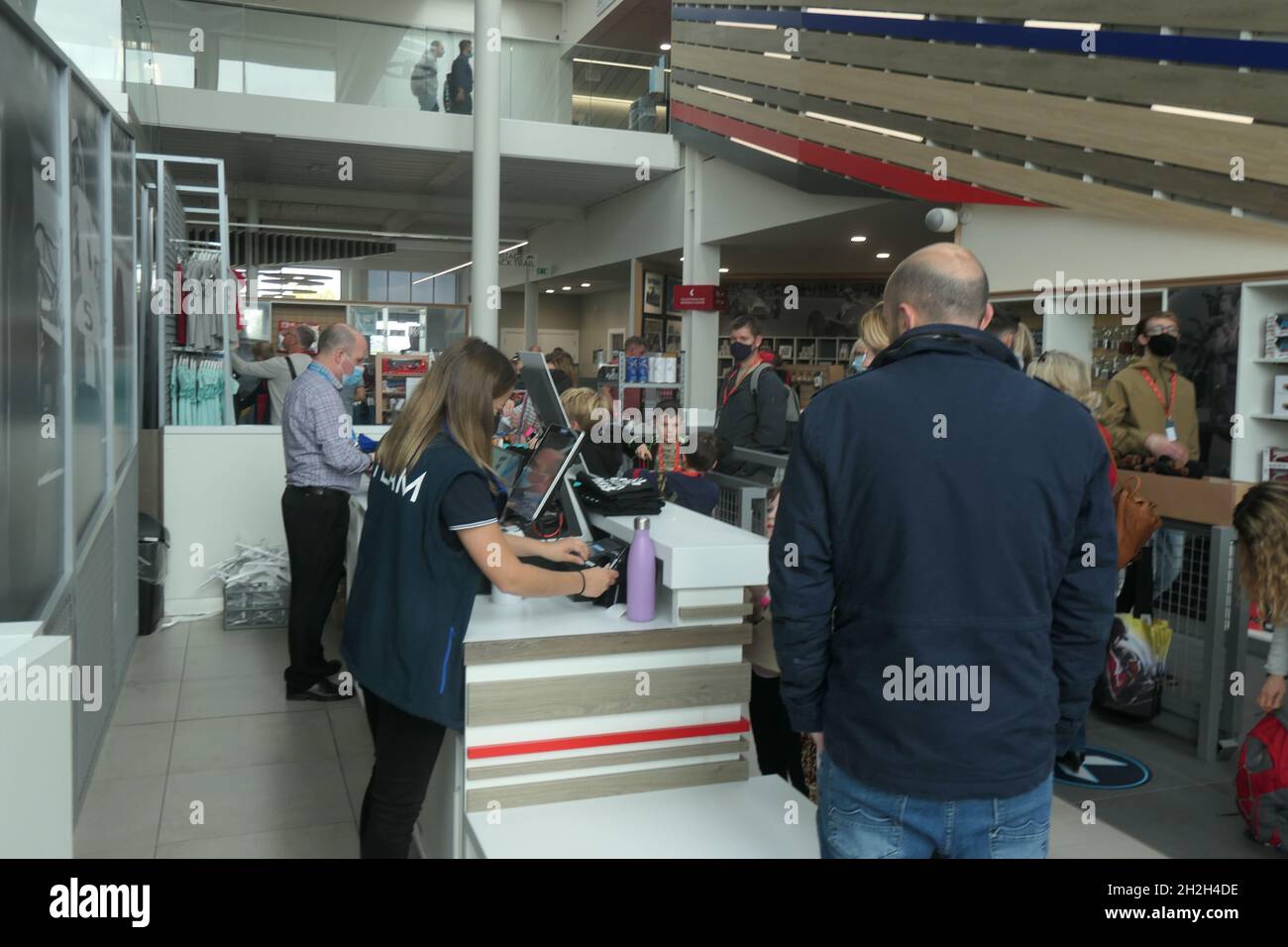The shop at Silverstone museum Northamptonshire UK entrance cash desk ...