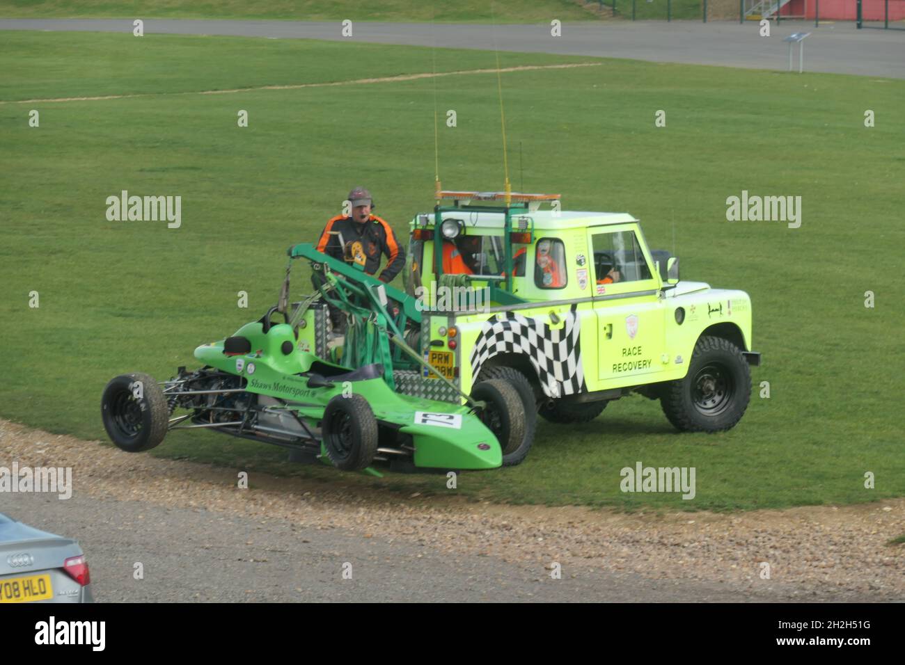 Silverstone motor racing circuit Northamptonshire UK crash damaged tow ...