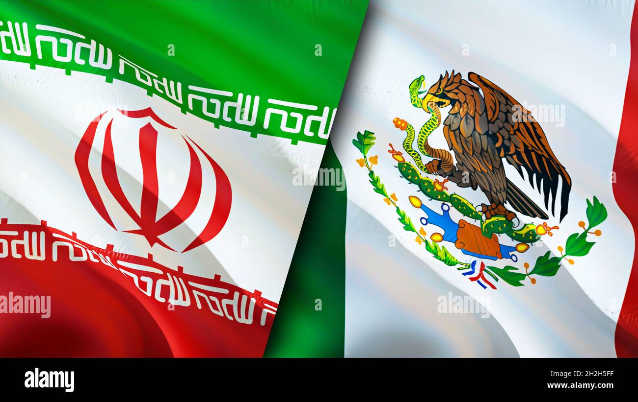 Iran and Mexico flags. 3D Waving flag design. Mexico Iran flag, picture ...
