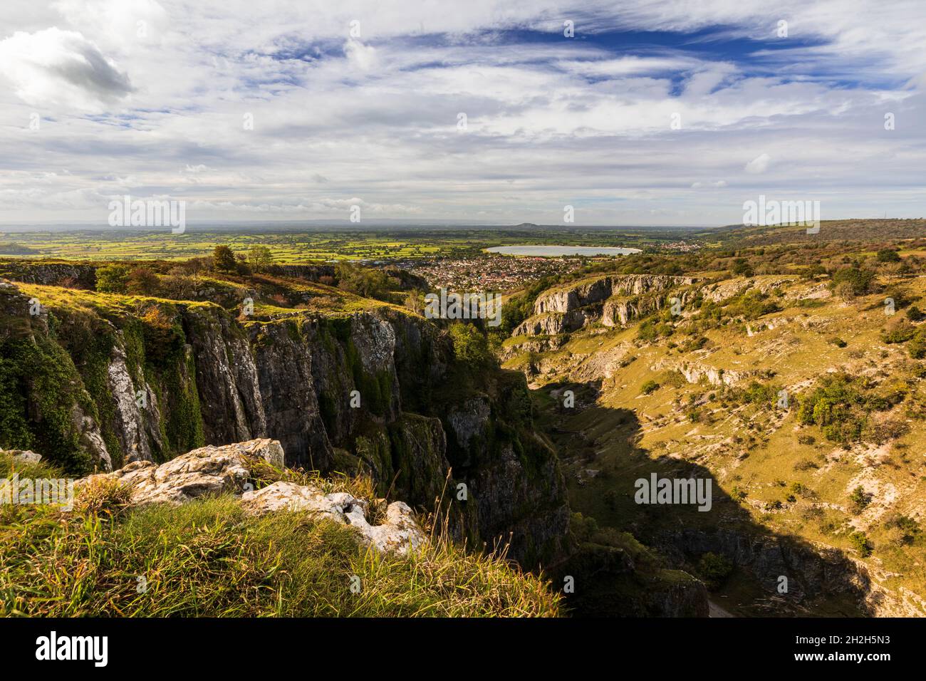 Magnificent views from the top of Cheddar Gorge in Somerset south west ...