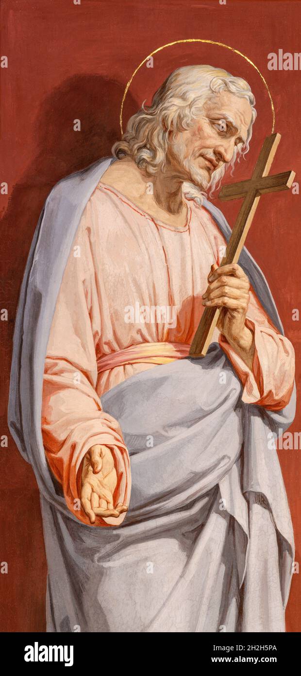 ROME, ITALY - AUGUST 28, 2021: The fresco of apostle St. Filip in the ...