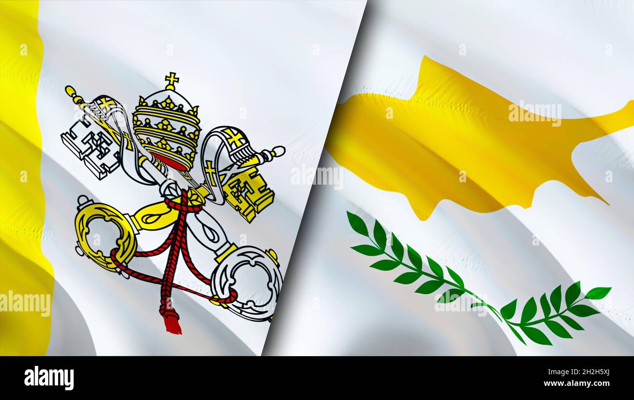 Vatican and Cyprus flags. 3D Waving flag design. Cyprus Vatican flag ...