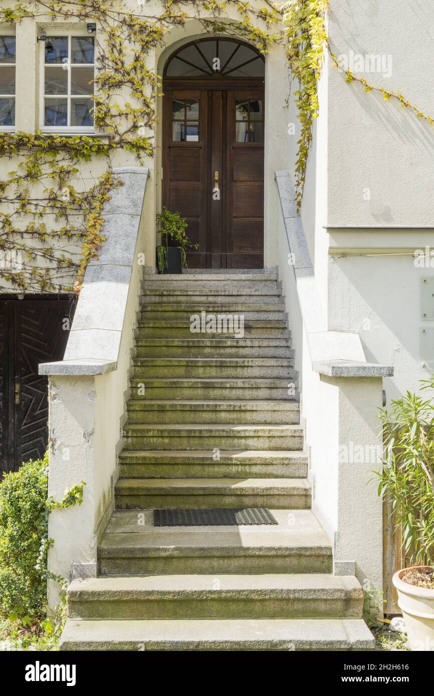 outdoor front door of a german house Stock Photo - Alamy