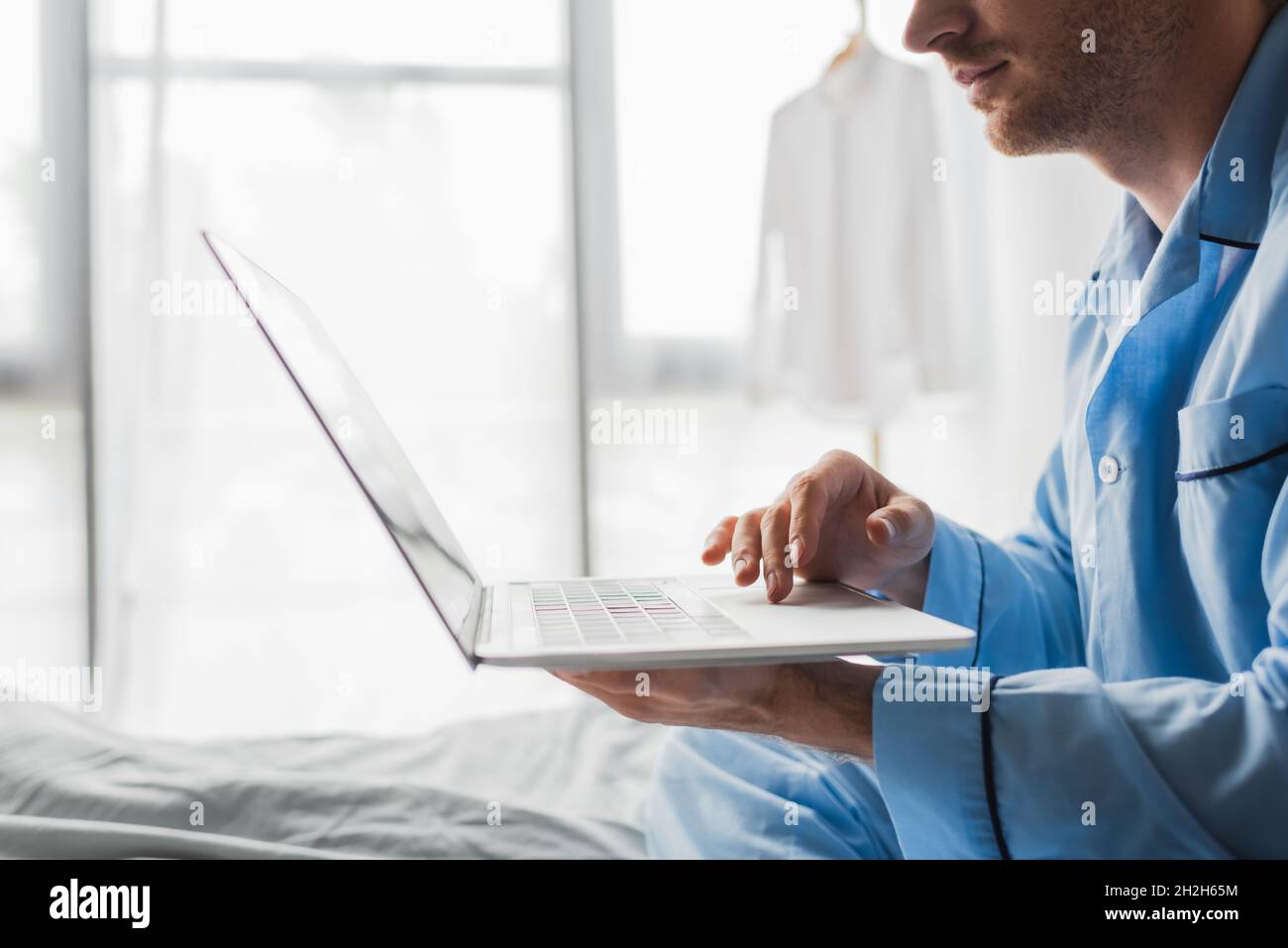 Partial view smiling man using hi-res stock photography and images - Alamy