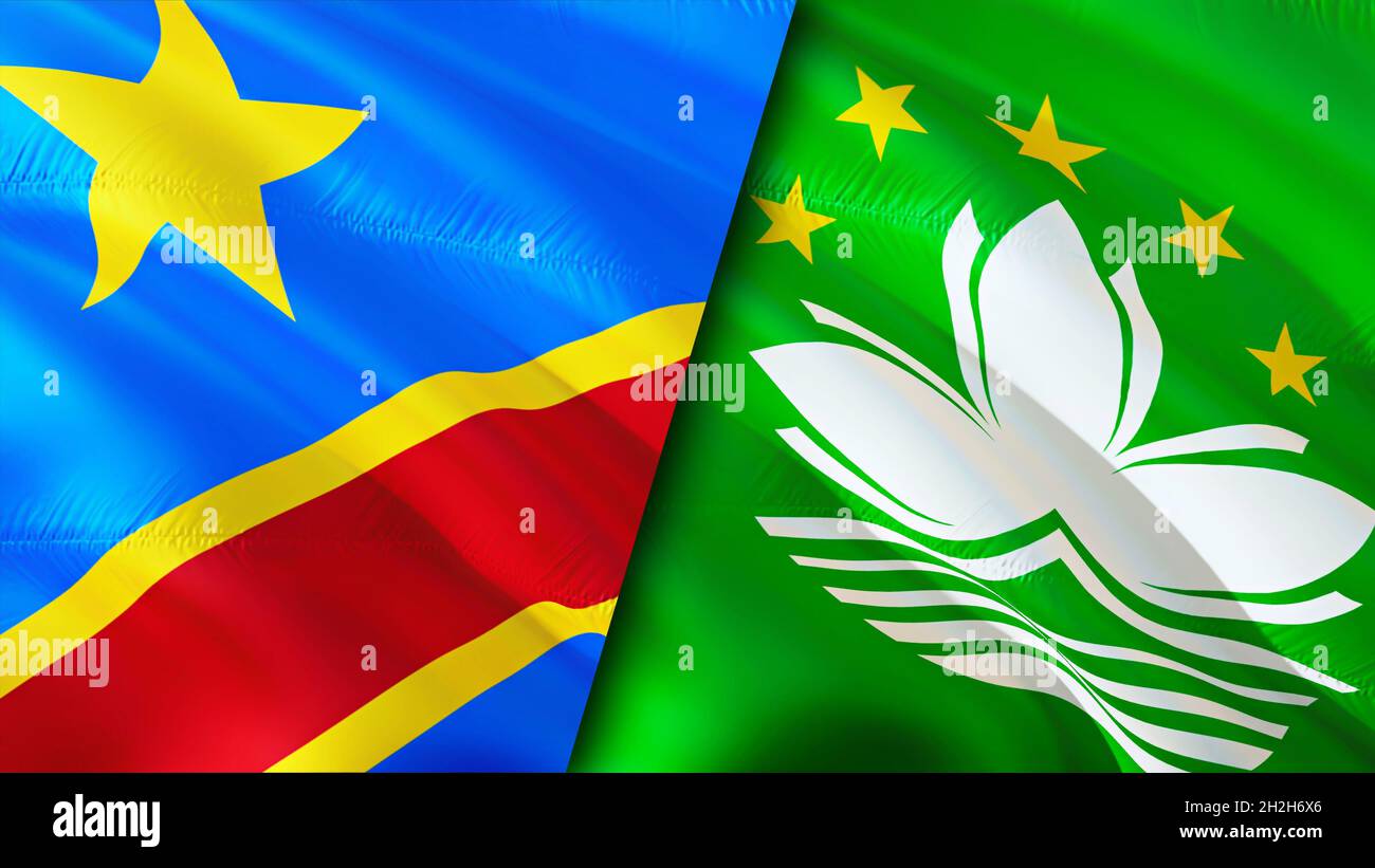DR Congo and Macau flags. 3D Waving flag design. Macau DR Congo flag ...