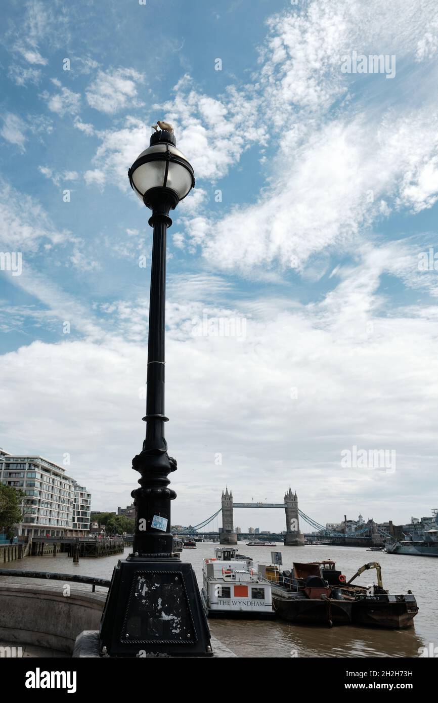 View of the River Thames and Tower Bridge seen from Grant's Quay Wharf ...