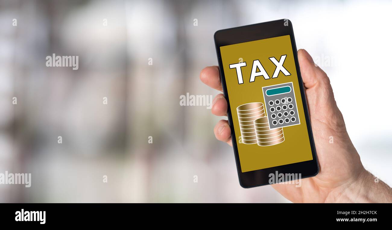 Smartphone screen displaying a tax concept Stock Photo - Alamy