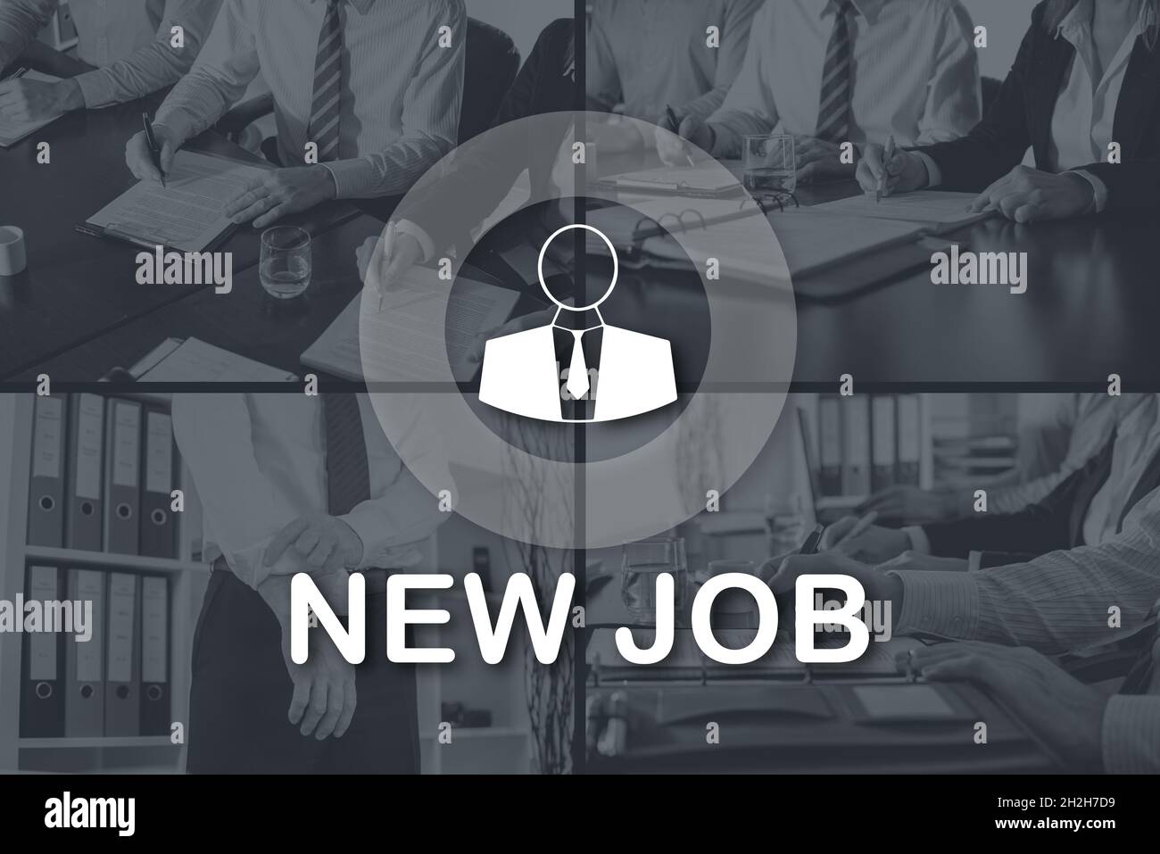 New job concept illustrated by pictures on background Stock Photo - Alamy