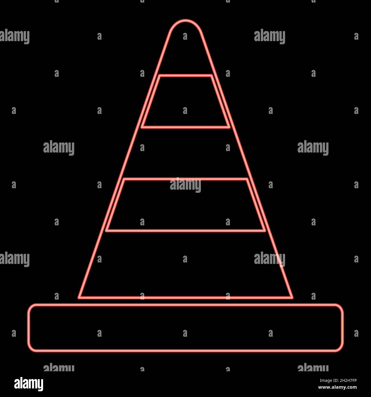 Neon road cone red color vector illustration flat style light image ...