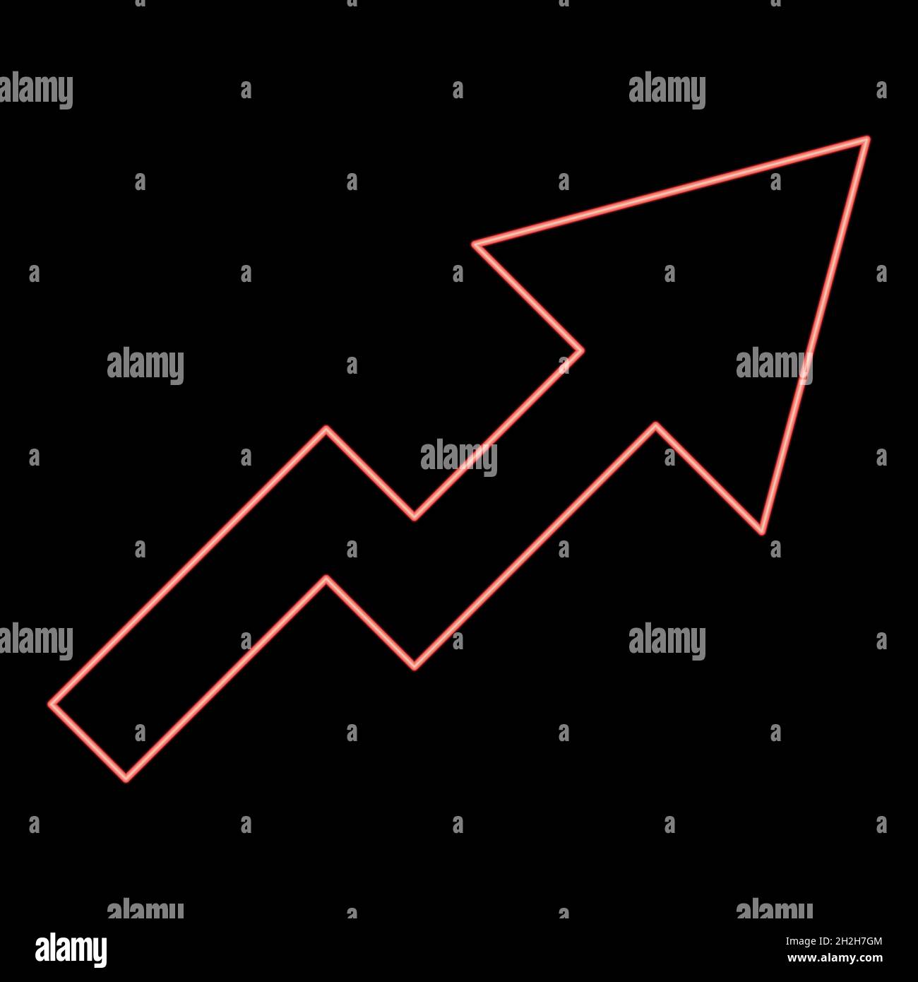 Neon chart of growth red color vector illustration flat style light ...