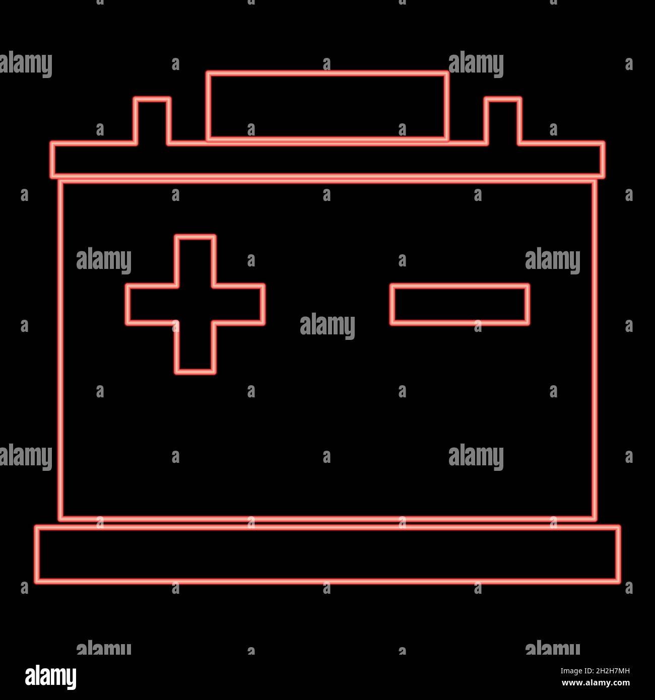 Neon car battery red color vector illustration flat style light image ...