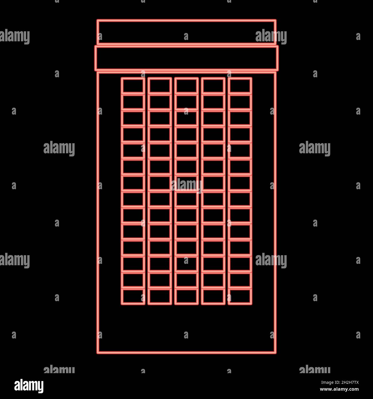 Neon building red color vector illustration flat style light image ...