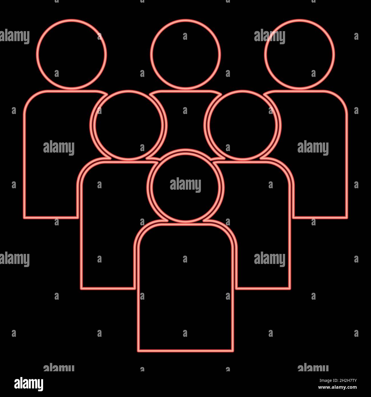 Neon working together team concept red color vector illustration flat ...