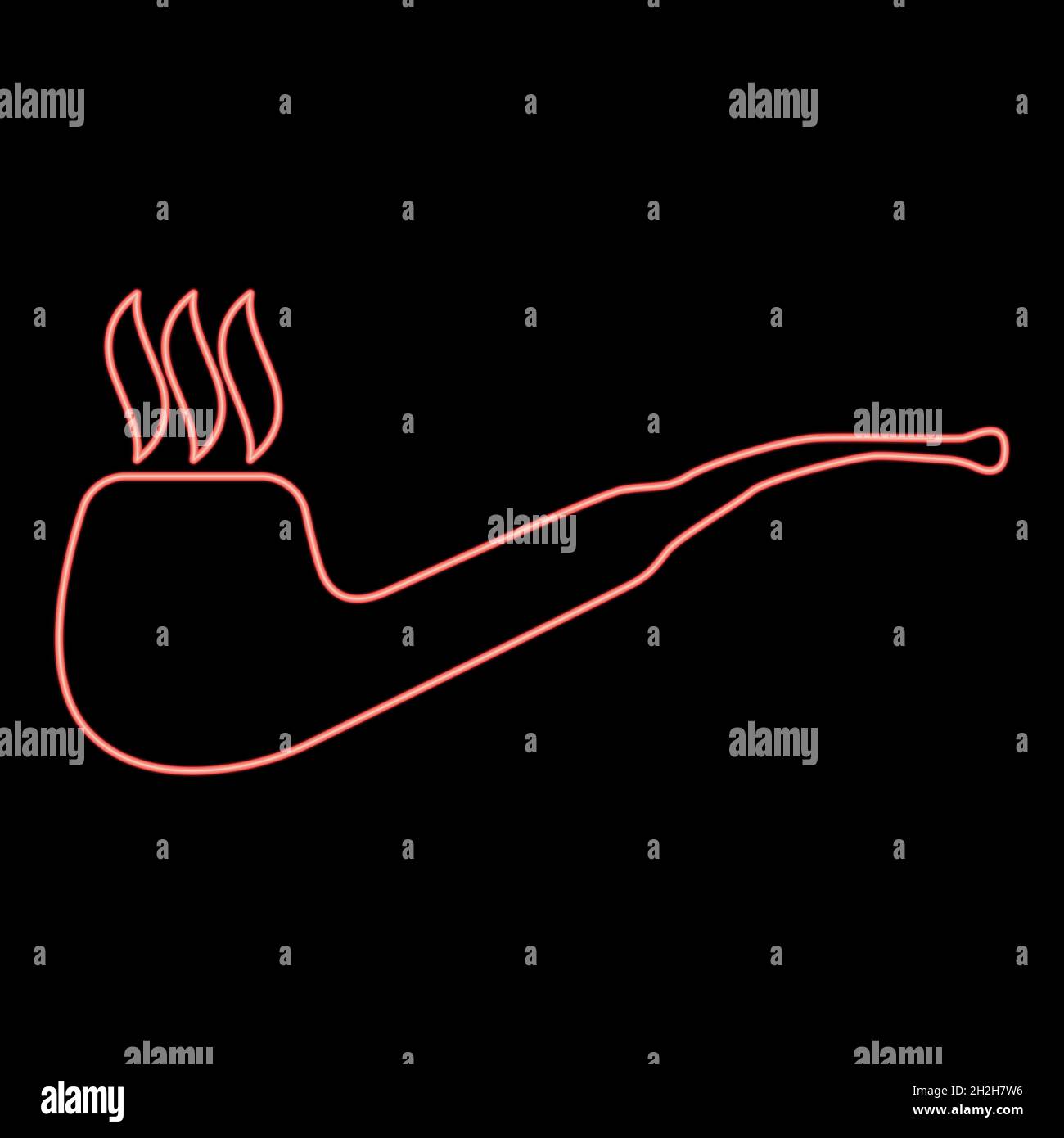 Neon smoking pipe red color vector illustration flat style light image ...