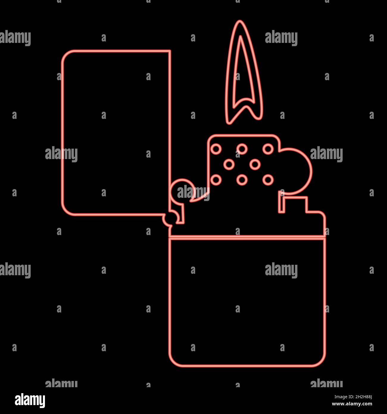 Neon cigarette lighter red color vector illustration flat style light ...