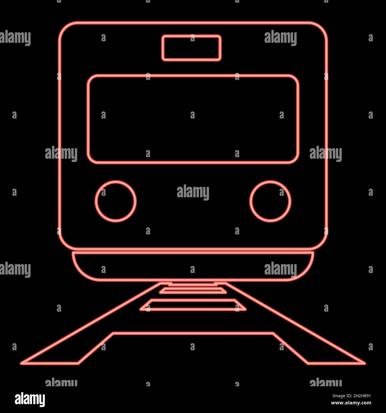 Neon train red color vector illustration flat style light image Stock ...