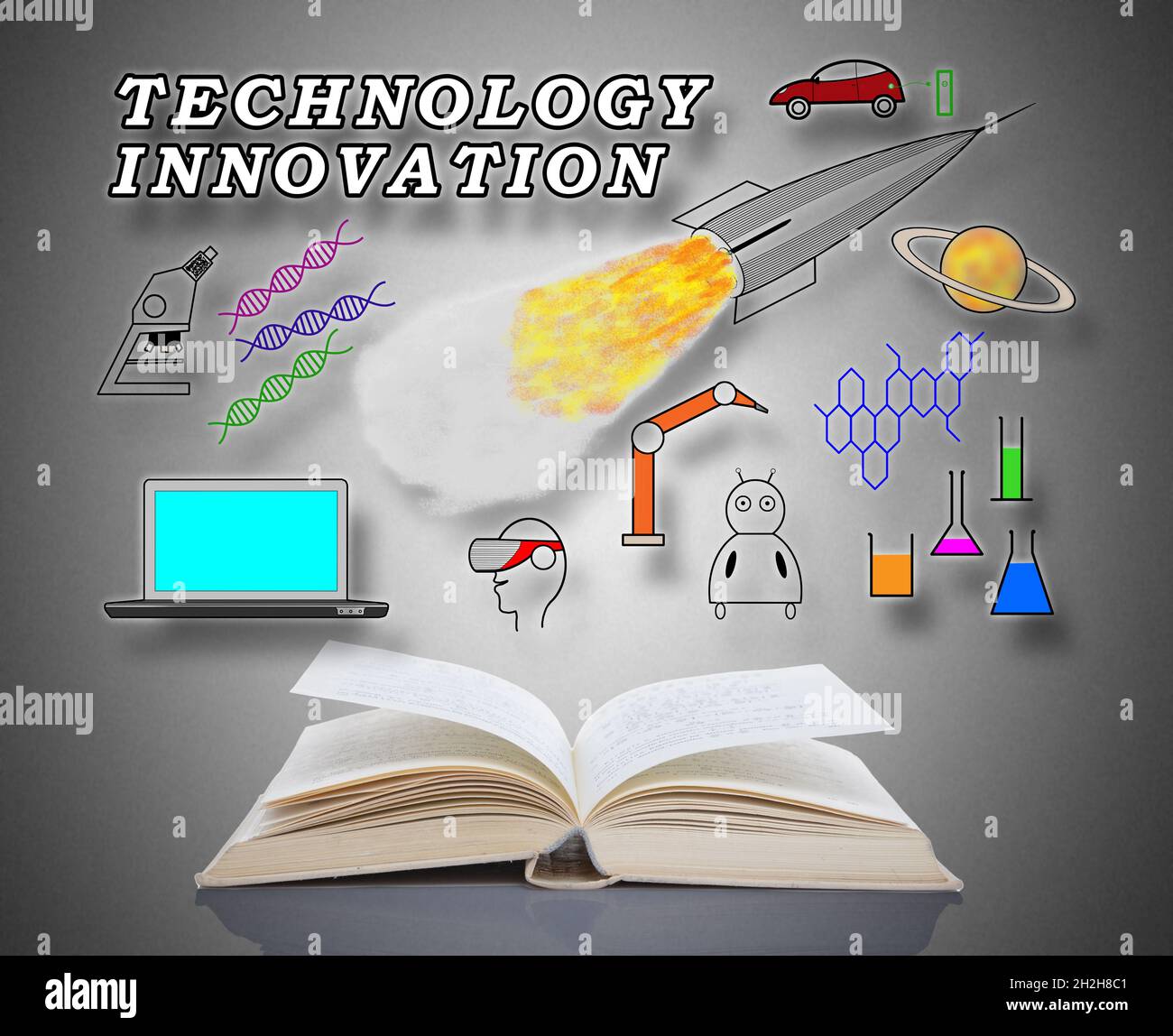Technology innovation concept above an open book Stock Photo - Alamy