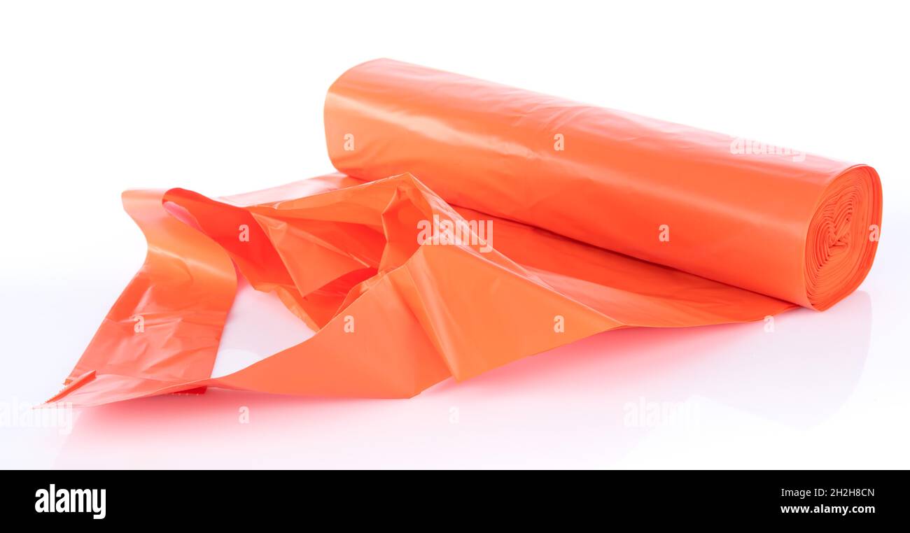 Orange garbage bag, isolated on white Stock Photo - Alamy