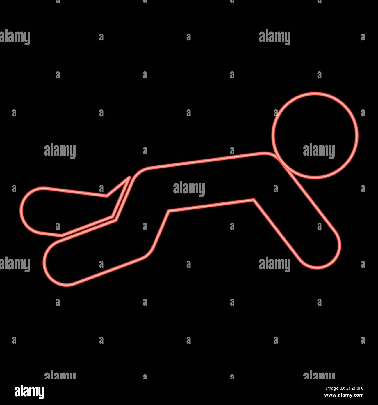 Neon crawling baby red color vector illustration flat style light image ...