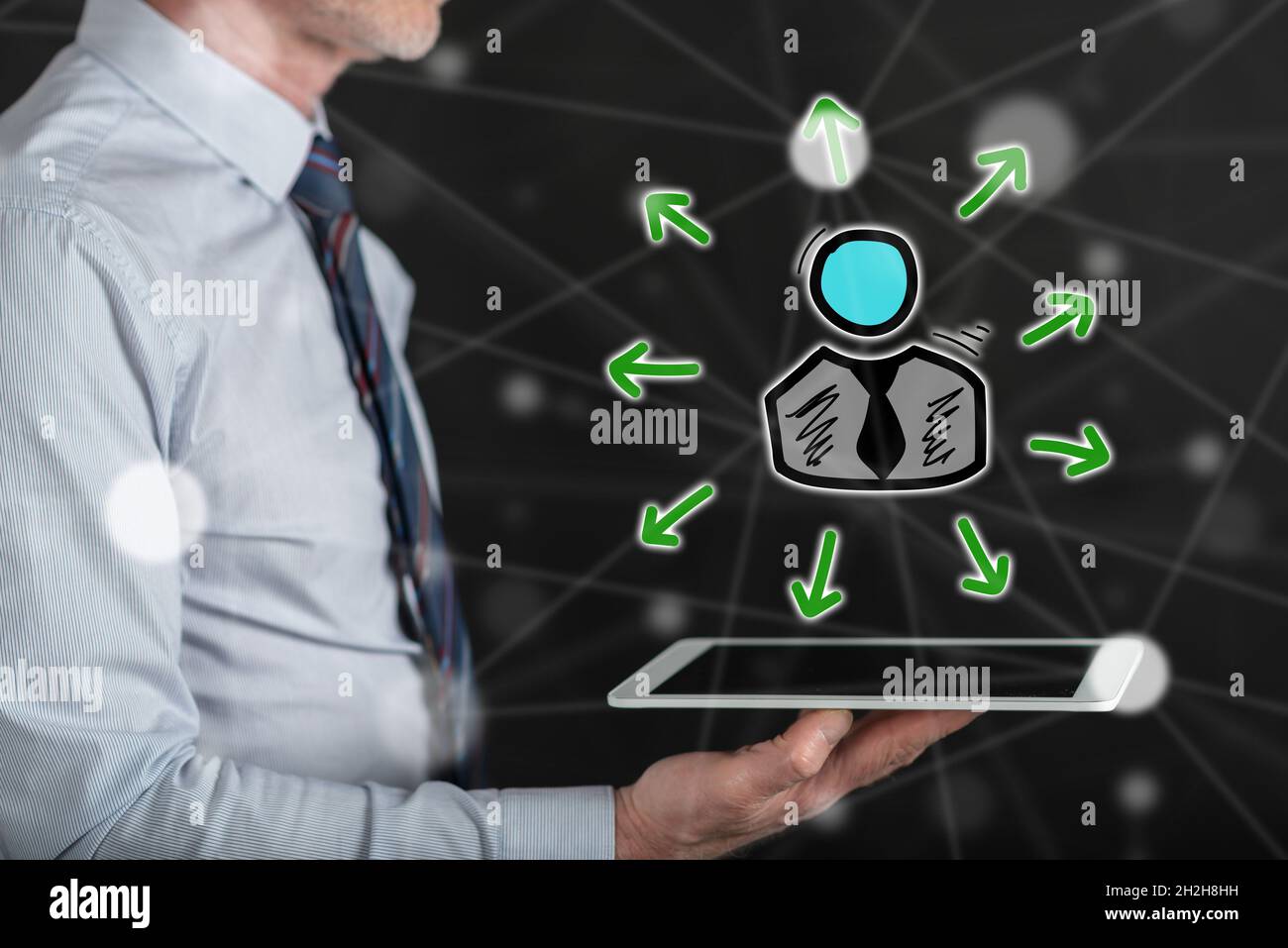 Choice concept above a tablet held by a man Stock Photo - Alamy