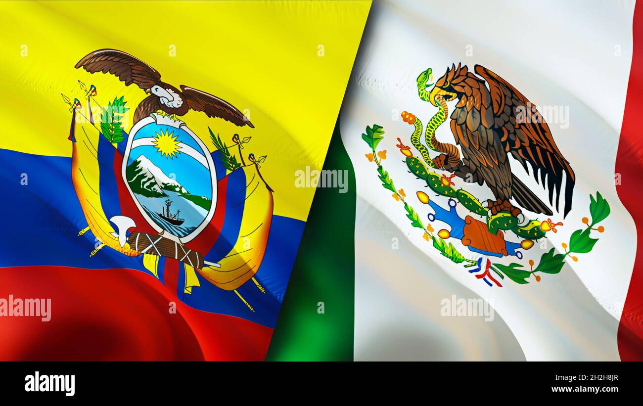 Ecuador and Mexico flags. 3D Waving flag design. Ecuador Mexico flag ...