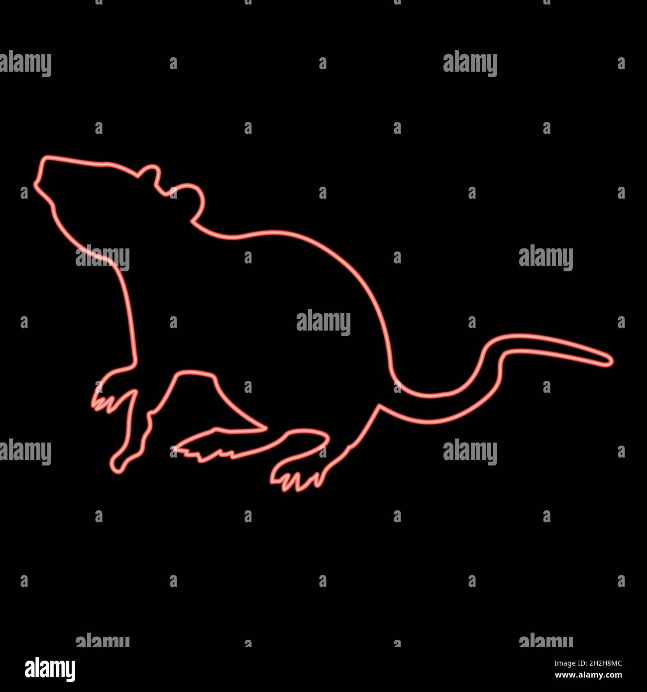 Neon rat red color vector illustration flat style light image Stock ...