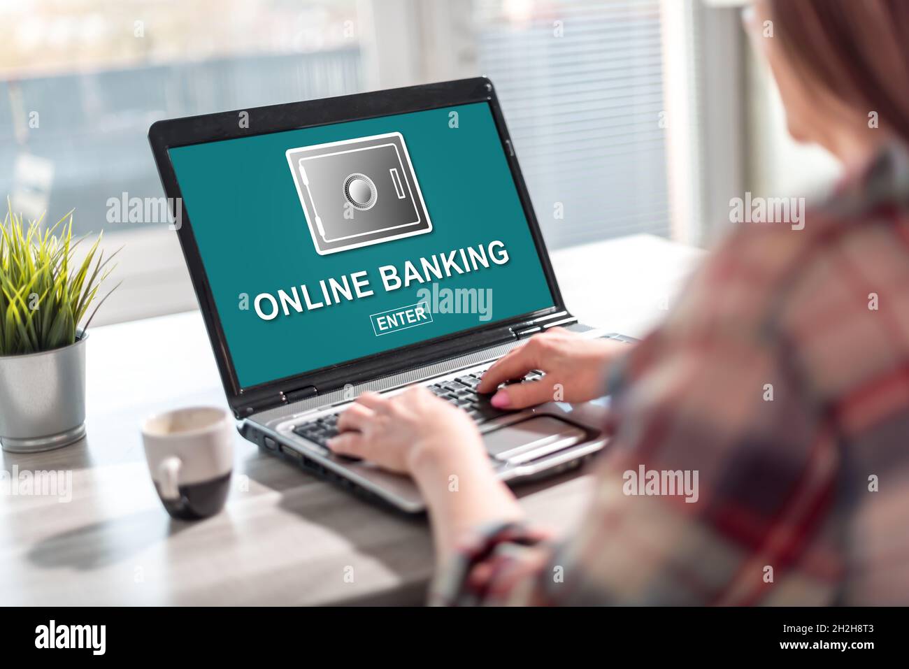 Laptop screen displaying an online banking concept Stock Photo - Alamy