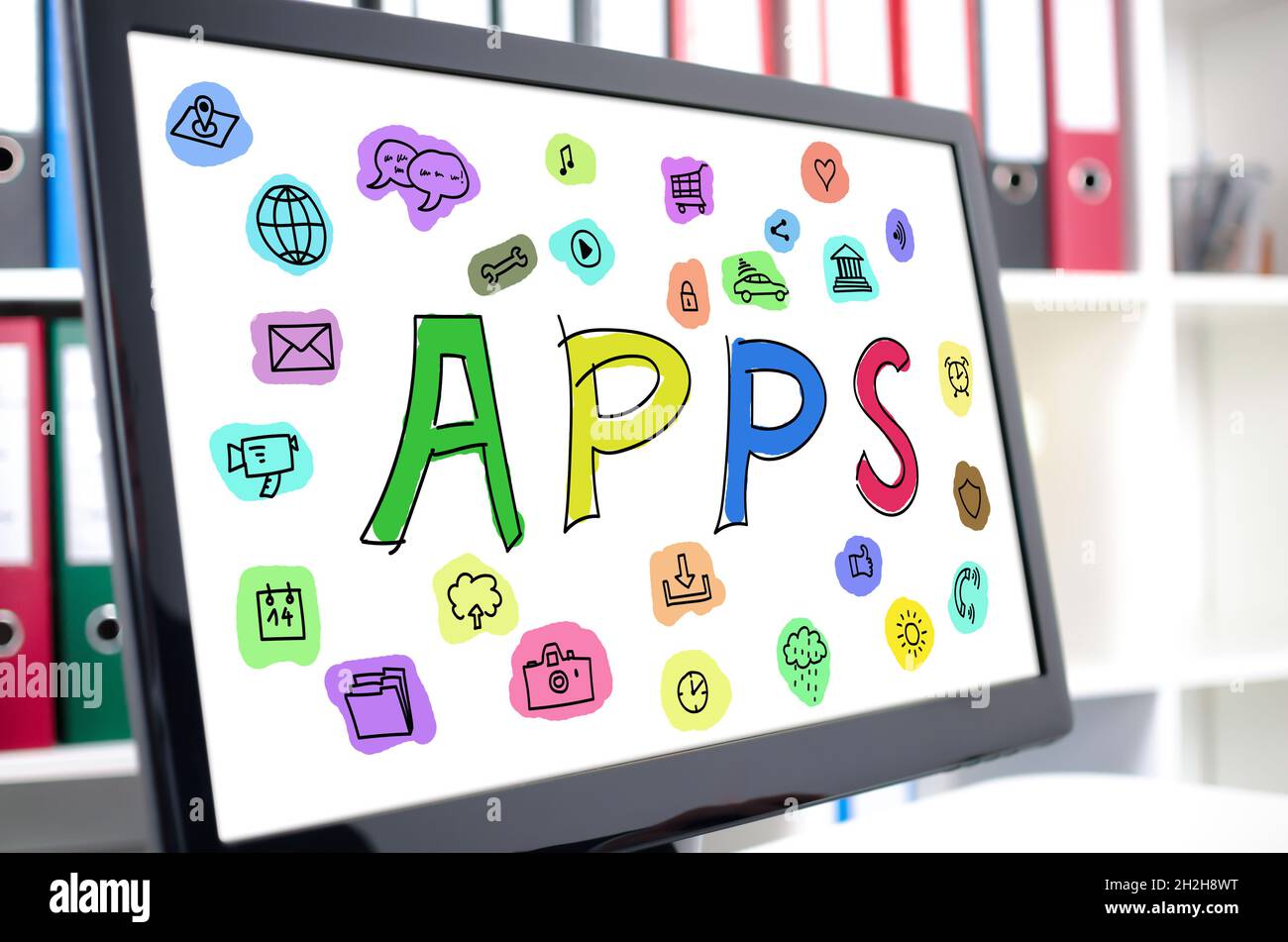 Apps concept shown on a computer screen Stock Photo - Alamy